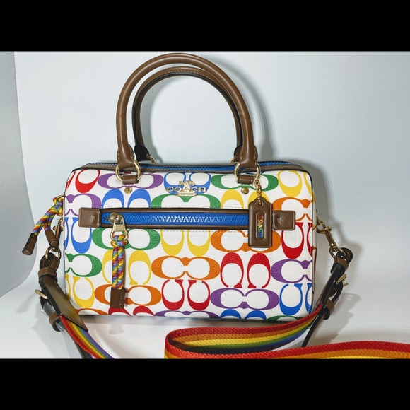 Coach | Bags | Coach Rowan Satchel In Rainbow Signature Canvas | Poshmark